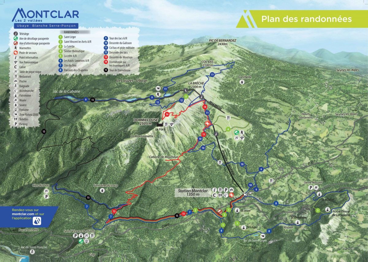 Plan des randonnées - Station Montclar Les 2 Vallées